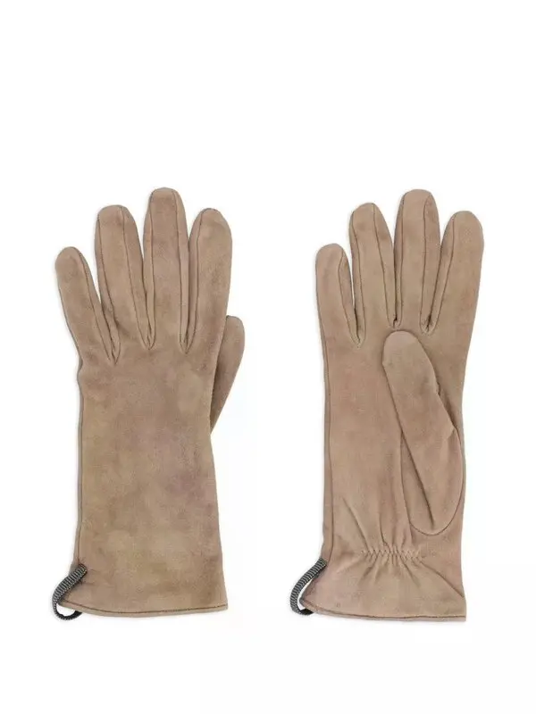 Brunello Cucinelli Elasticated Suede Gloves - Neutrals