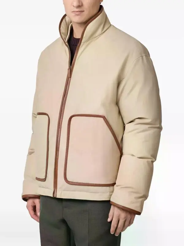 TOD'S Leather Trim Down Jacket