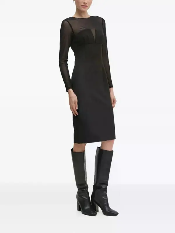 SANDRO FERRONE Mesh-panel Long-sleeve Midi Dress