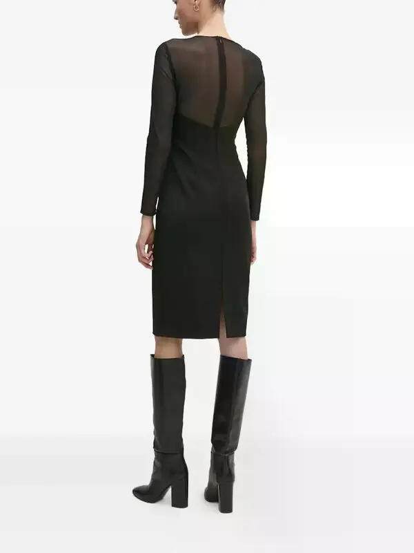 SANDRO FERRONE Mesh-panel Long-sleeve Midi Dress