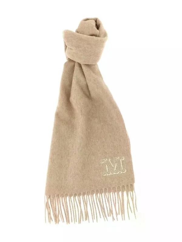 Max Mara Logo-detail Fringed Stole - Neutrals