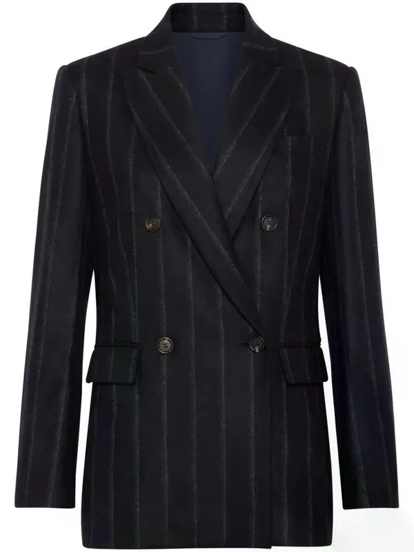 Brunello Cucinelli Double-breasted Pinstriped Blazer