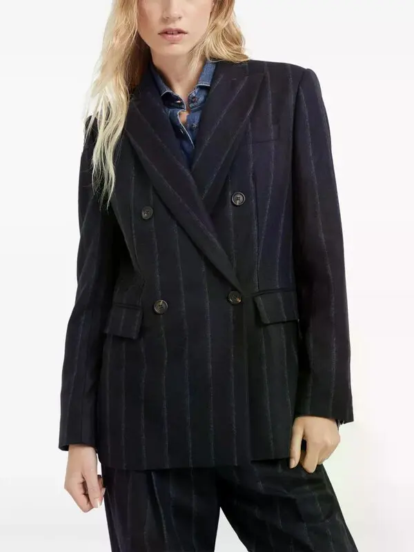 Brunello Cucinelli Double-breasted Pinstriped Blazer