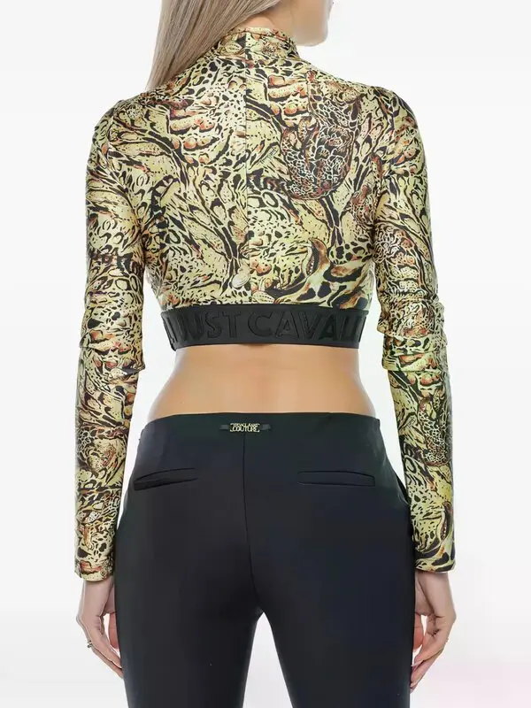 Just Cavalli Cropped High Neck Long Sleeve T-shirt