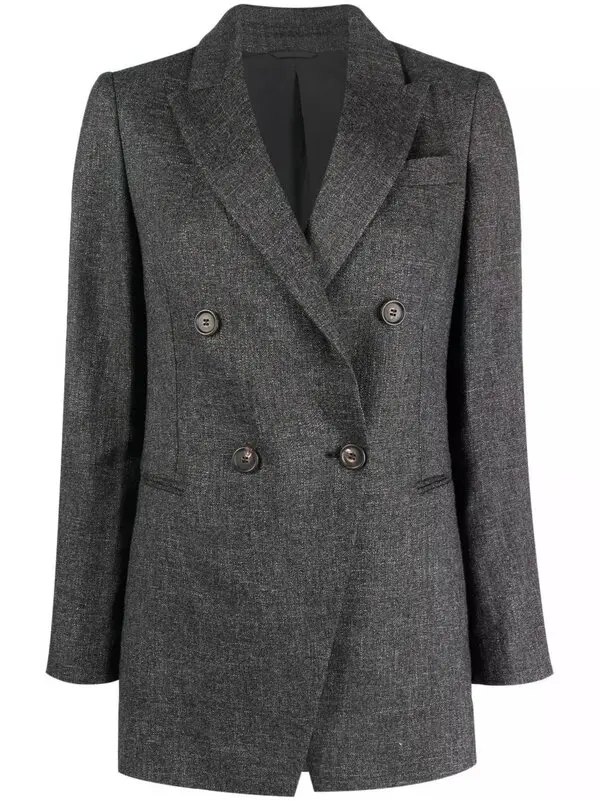 Brunello Cucinelli Mélange-effect Double-breasted Blazer