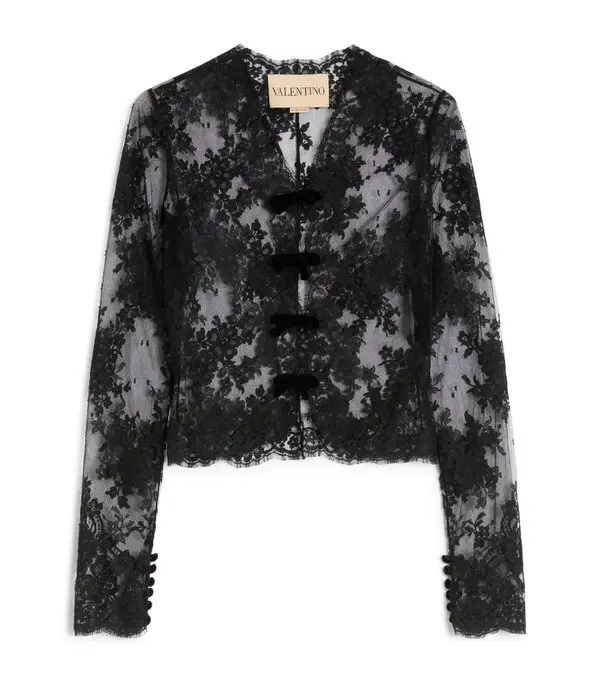 Valentino Garavani Lace Shirt With Bow Detail - Black