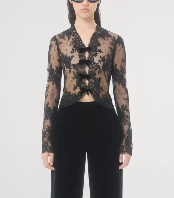 Valentino Garavani Lace Shirt With Bow Detail