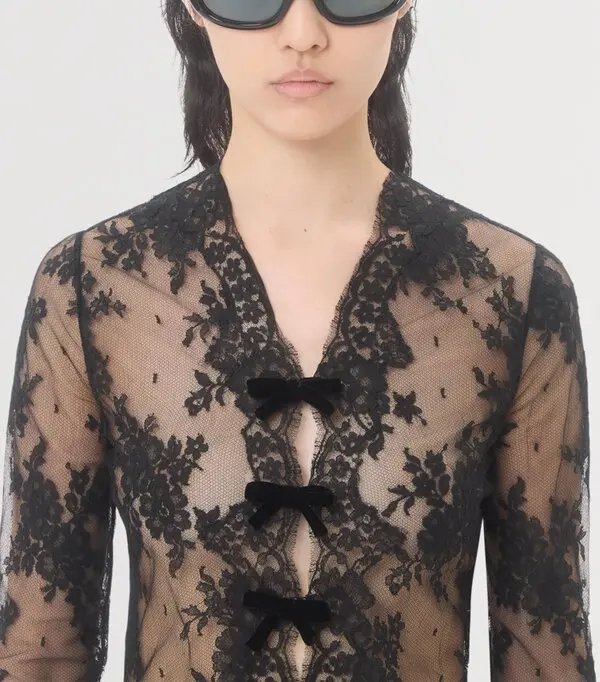 Valentino Garavani Lace Shirt With Bow Detail