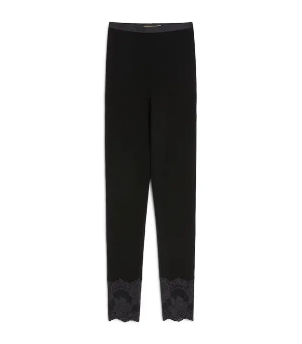 Valentino Garavani Cashmere Floral-hem Leggings