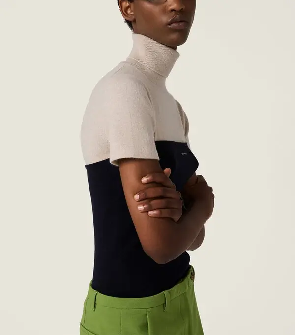 Miu Miu Cotton Knitted Tube Top - Blue