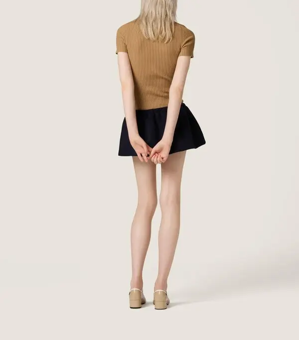 Miu Miu Cashmere-blend Ribbed Polo Shirt