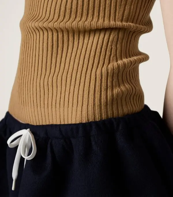 Miu Miu Cashmere-blend Ribbed Polo Shirt