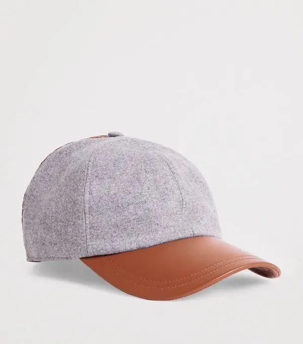 Eleventy Wool, Silk, Cashmere, And Leather Baseball Cap