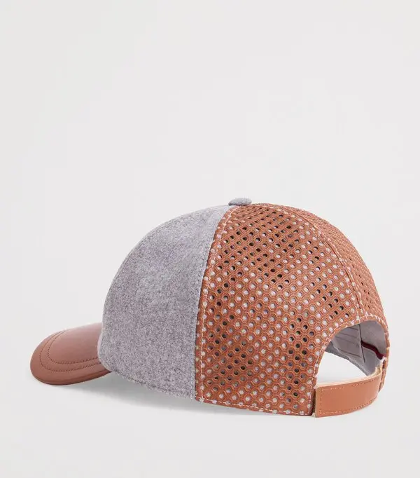 Eleventy Wool, Silk, Cashmere, And Leather Baseball Cap