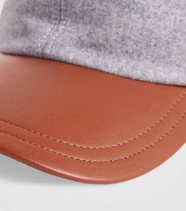 Eleventy Wool, Silk, Cashmere, And Leather Baseball Cap