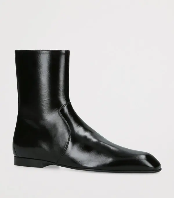 Khaite Leather Colt Ankle Boots