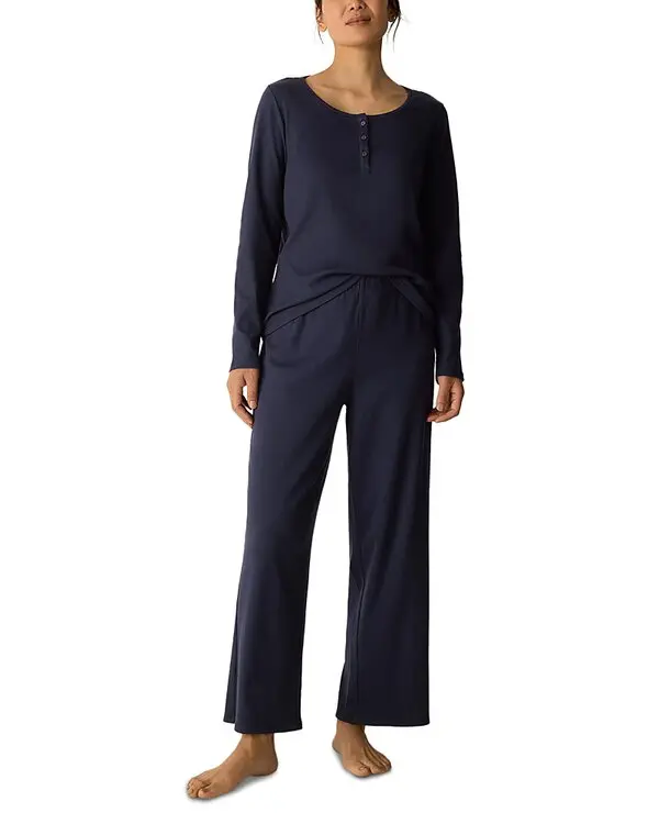 Eileen Fisher Ribbed Henley Ankle Sleep Set - Ink