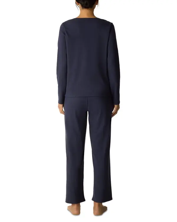Eileen Fisher Ribbed Henley Ankle Sleep Set - Ink