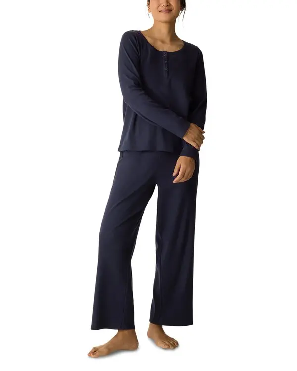 Eileen Fisher Ribbed Henley Ankle Sleep Set - Ink