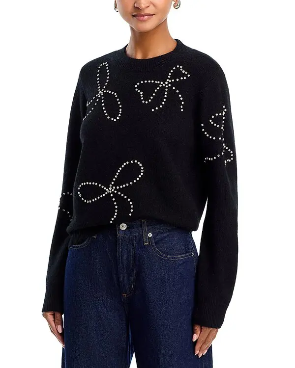 Aqua Rhinestone Bow Sweater