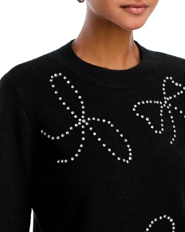Aqua Rhinestone Bow Sweater