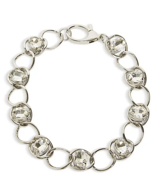 Max Mara Namur Rhinestone Link Choker Necklace - Silver