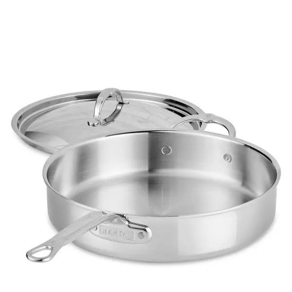 HESTAN Probond Luxe 5 Quart Professional Clad Stainless Steel Saute Pan With Lid