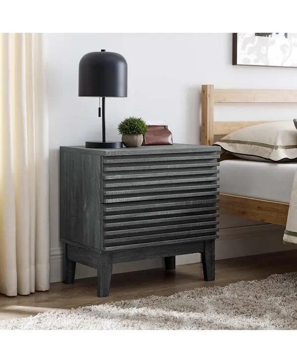 MODWAY Render Two-drawer Nightstand - Charcoal