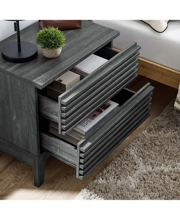 MODWAY Render Two-drawer Nightstand - Charcoal
