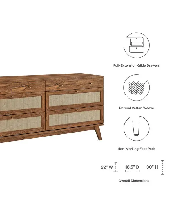MODWAY Soma 8-drawer Dresser - Walnut