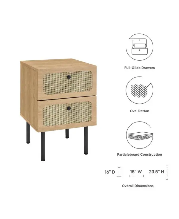 MODWAY Chaucer 2-drawer Nightstand - Oak