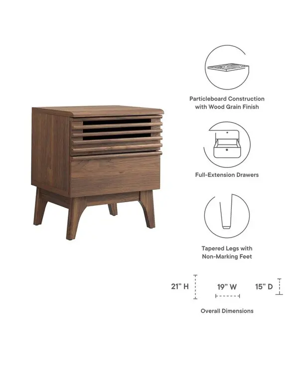 MODWAY Render Nightstand - Walnut