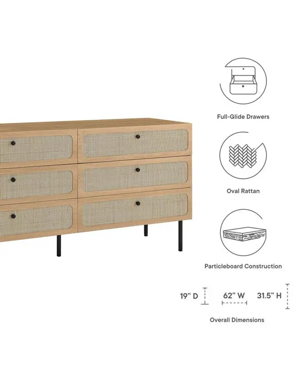 MODWAY Chaucer 6-drawer Dresser - Oak