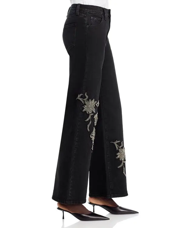 Kobi Halperin Lyla Beaded Floral Wide Leg Jeans