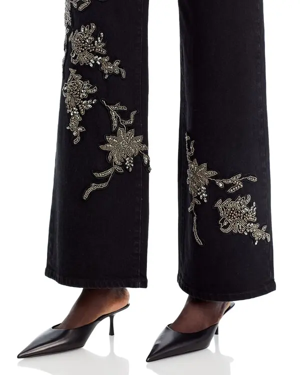 Kobi Halperin Lyla Beaded Floral Wide Leg Jeans
