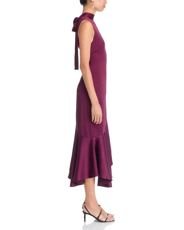 Kobi Halperin Jenkins Midi Dress With Bow Detail And Ruffle Hem