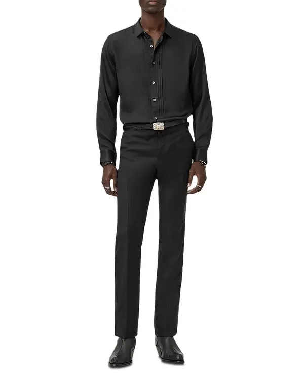 John Varvatos Albany Button Front Silk Shirt - Black