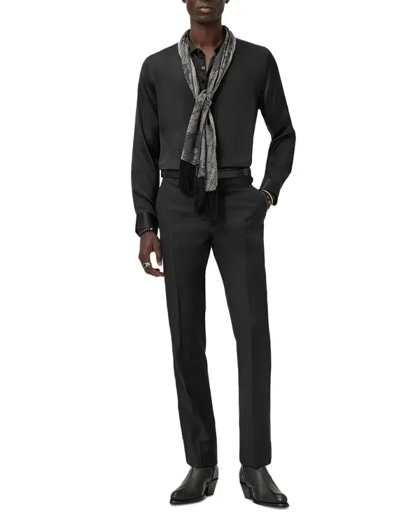 John Varvatos Albany Button Front Silk Shirt - Black