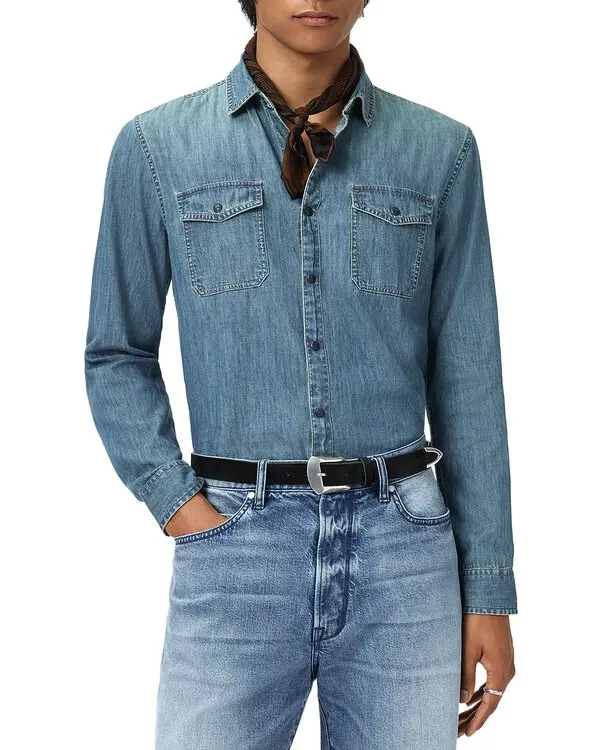 John Varvatos Otto Denim Snap Front Shirt