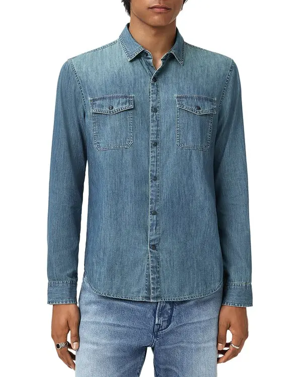 John Varvatos Otto Denim Snap Front Shirt