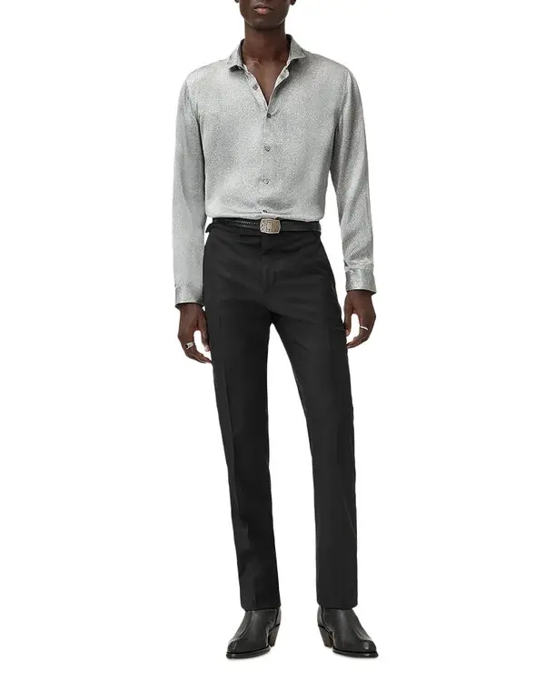 John Varvatos Orchard Button Front Silk Shirt - Silver