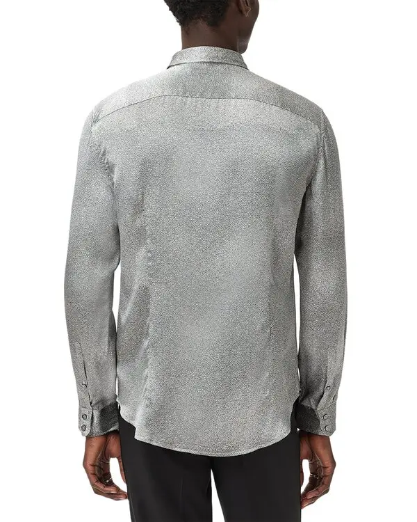 John Varvatos Orchard Button Front Silk Shirt - Silver