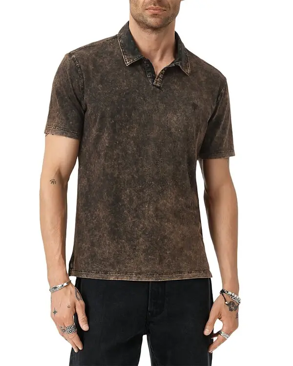 John Varvatos Carsten Open Collar Denim Polo Shirt - Chamois