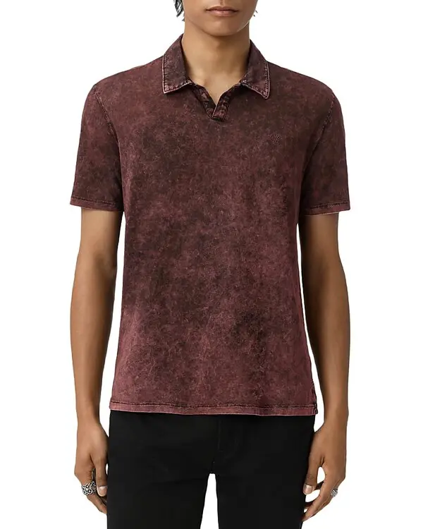 John Varvatos Carsten Open Collar Denim Polo Shirt - Plum
