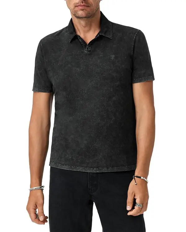 John Varvatos Carsten Open Collar Denim Polo Shirt - Seaweed