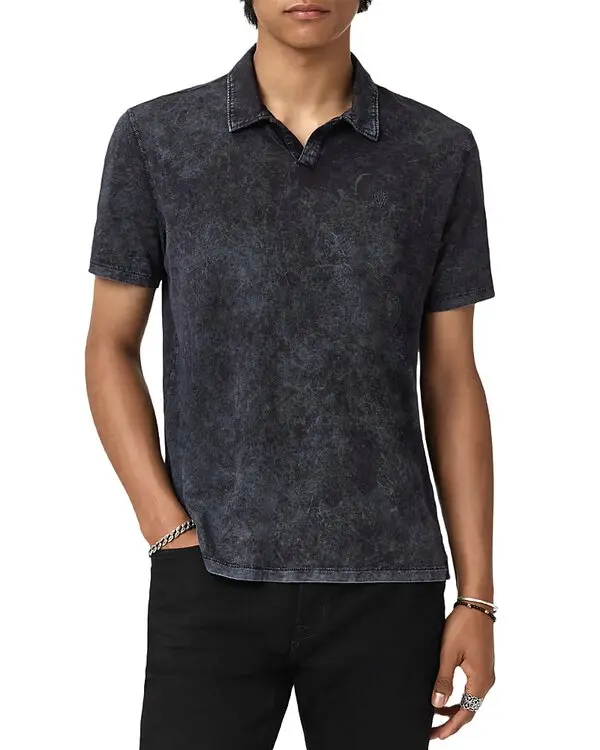 John Varvatos Carsten Open Collar Denim Polo Shirt - Titanium Blue
