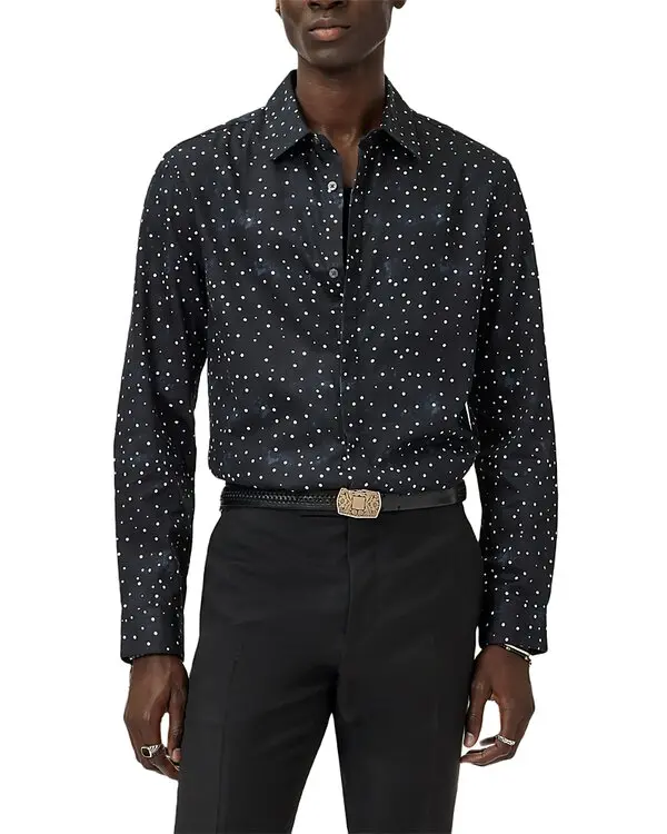 John Varvatos Rodney Printed Button Front Shirt - Black