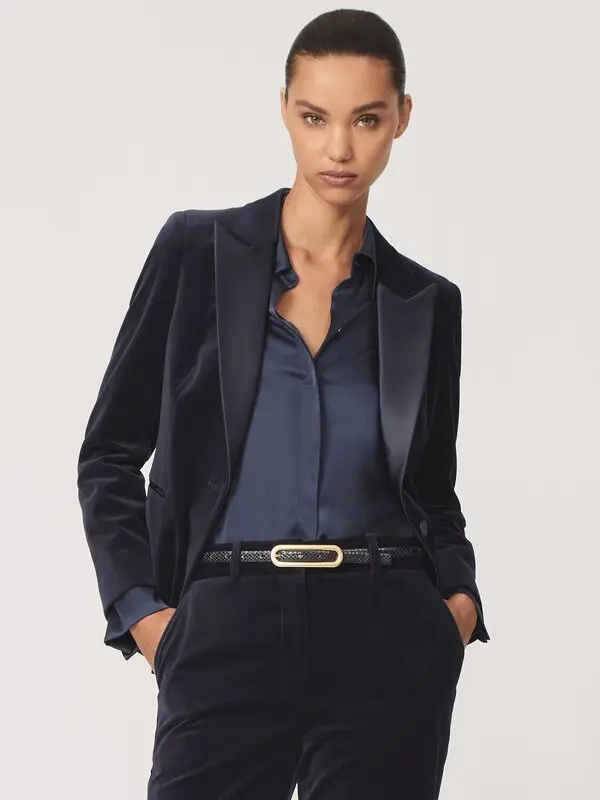 REISS Verda Petite Velvet Tuxedo Blazer