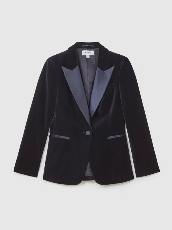 REISS Verda Petite Velvet Tuxedo Blazer