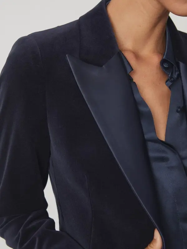 REISS Verda Petite Velvet Tuxedo Blazer